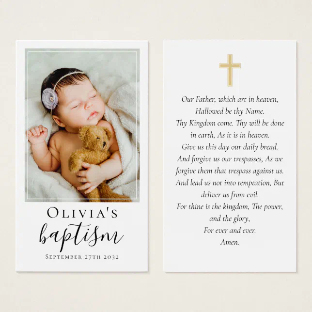 Baptism Photo Keepsake Prayer Card | Zazzle