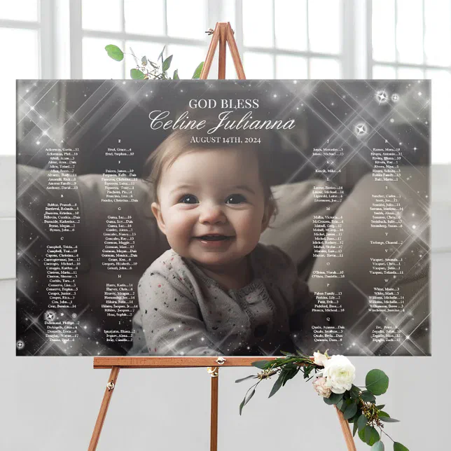 Baptism photo seating chart elegant seating plan | Zazzle