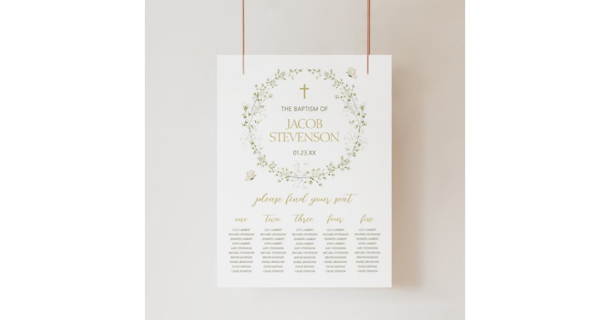 BAPTISM Seating Chart, First Communion Sign | Zazzle
