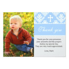 Baptism Thank You Note Photo Card Blue Chalkboard | Zazzle.com