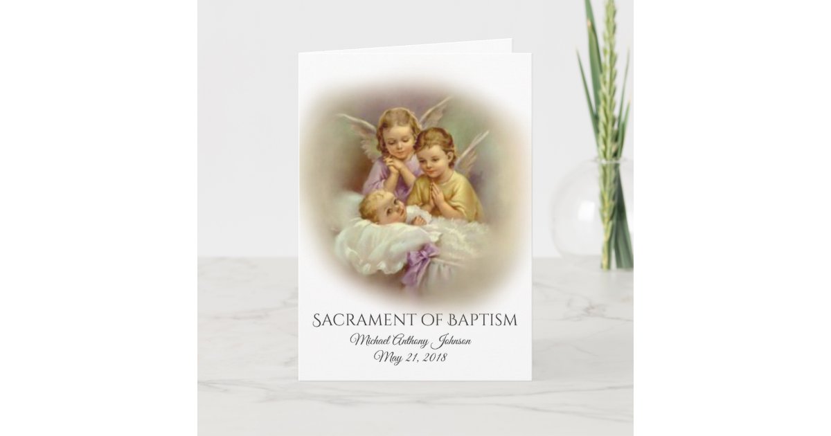 Baptismal Baby with Angels Invitation Card | Zazzle