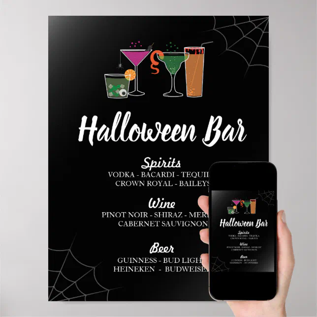 Bar Cocktails Gothic Halloween Sign Party Drinks | Zazzle
