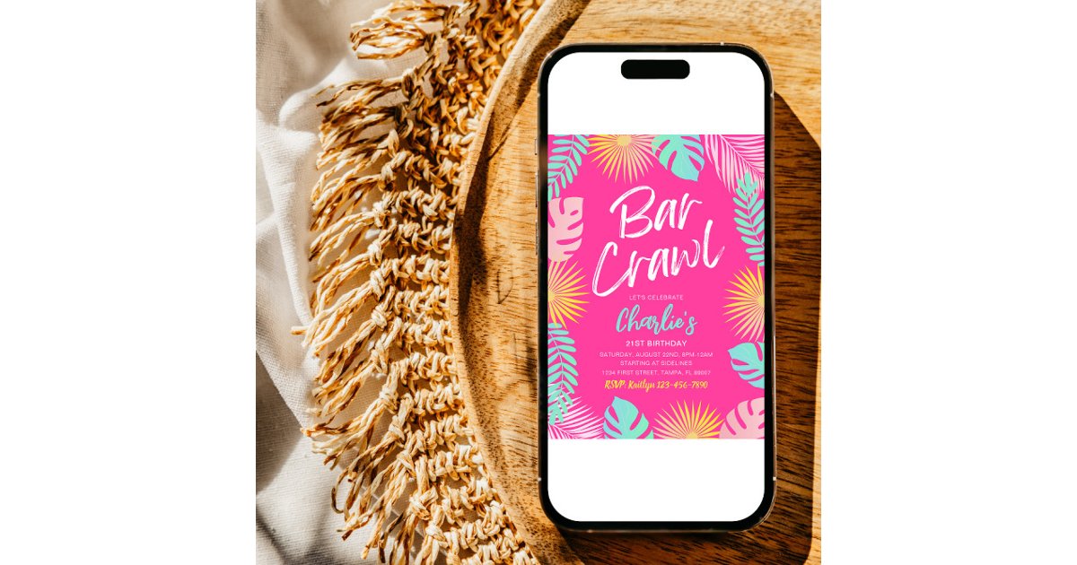 Bar Crawl Birthday Invitation | Zazzle