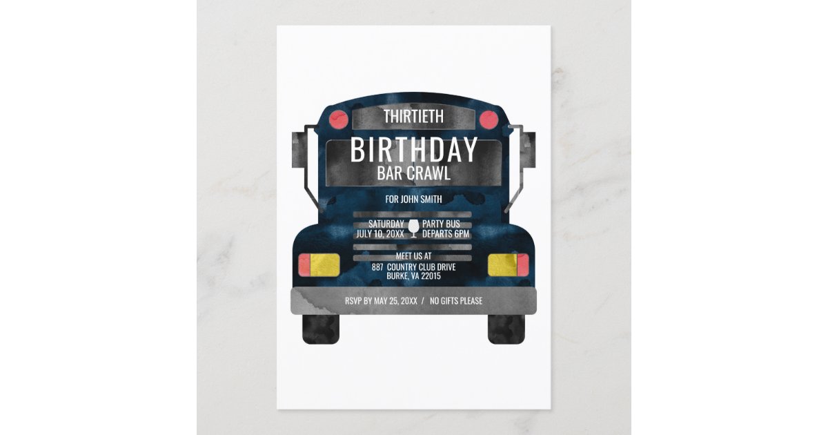 Bar Crawl Party Bus Invitation | Zazzle.com