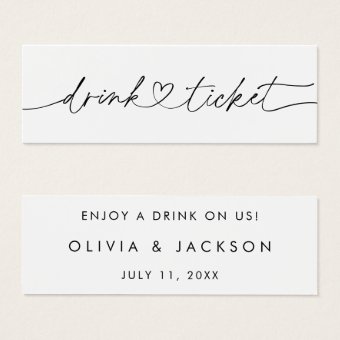 Bar Drink Ticket Wedding Beverage Token Card O100 | Zazzle