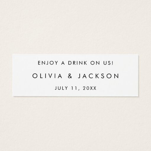 Bar Drink Ticket Wedding Beverage Token Card O100 | Zazzle