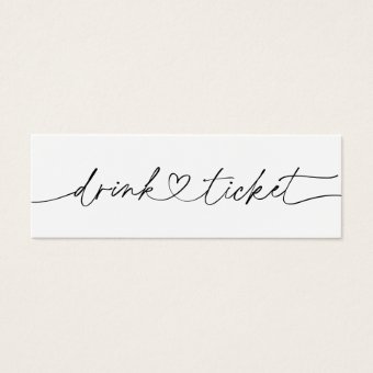 Bar Drink Ticket Wedding Beverage Token Card O100 | Zazzle