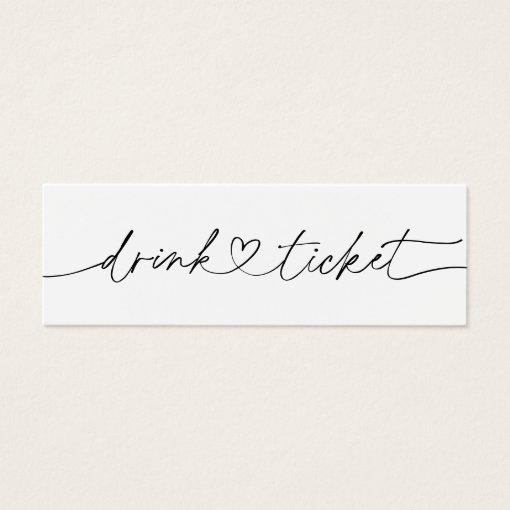 Bar Drink Ticket Wedding Beverage Token Card O100 | Zazzle