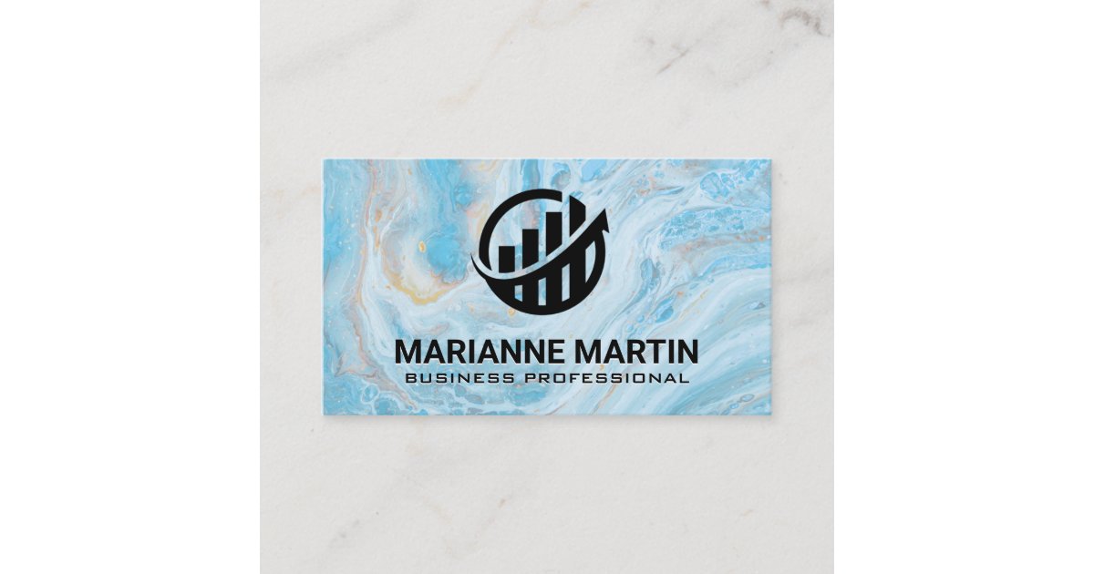 Bar graph Building Logo | Blue Marble Business C Business Card | Zazzle
