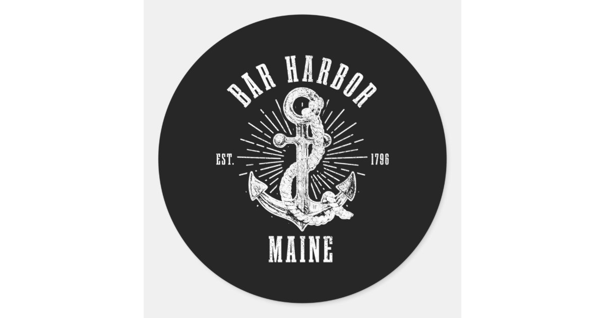 Bar Harbor Est 1796 Maine Anchor Nautical Classic Round Sticker | Zazzle