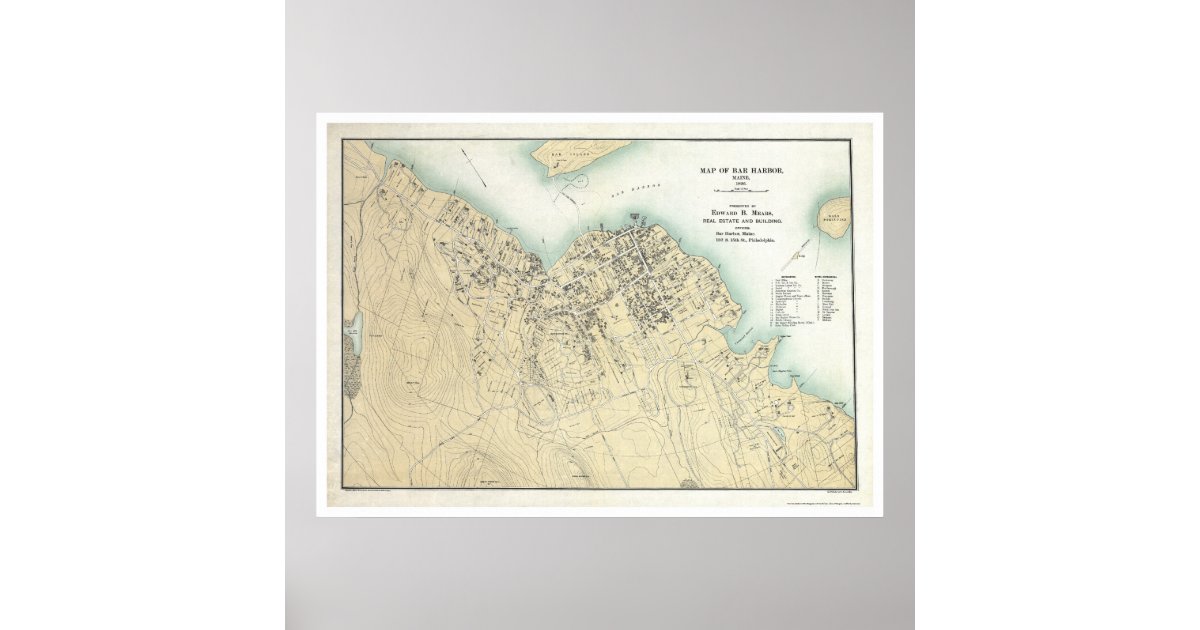 Bar Harbor, ME Plan Map 1896 Poster | Zazzle