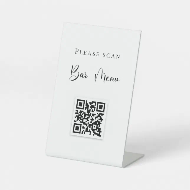 Bar menu QR code typography white Pedestal Sign | Zazzle