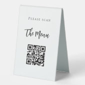 Bar menu QR code white simple Table Tent Sign | Zazzle