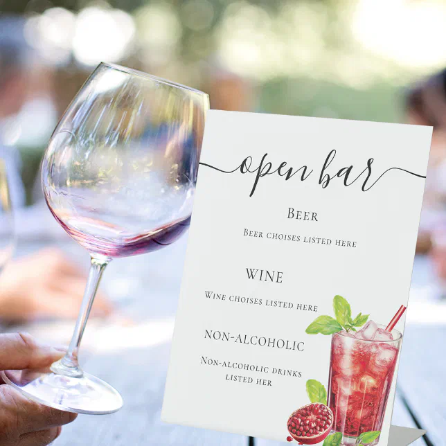 Bar menu red drink pedestal sign | Zazzle