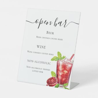 Bar menu red drink pedestal sign | Zazzle