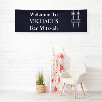 Bar mitzvah boys welcome placard banner | Zazzle