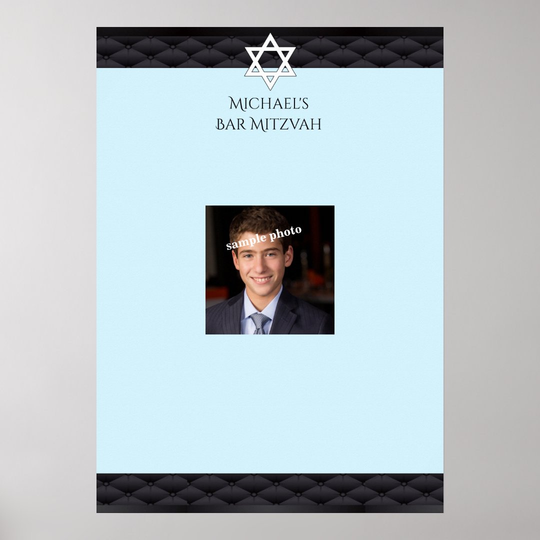 Bar Mitzvah, Elegant Black, Photo, Sign in Board | Zazzle