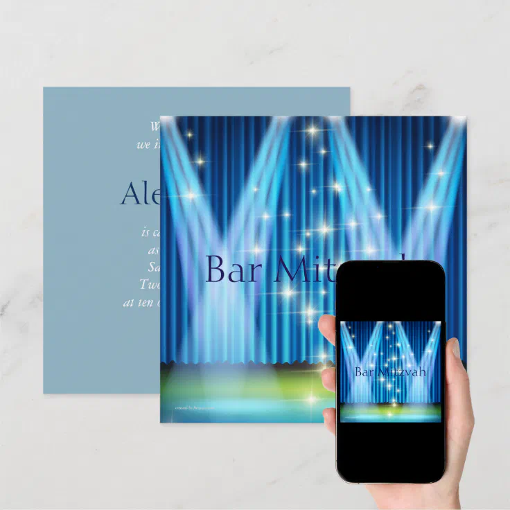 Bar Mitzvah Invitation, Lighted Stage Invitation | Zazzle