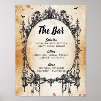 Bar Rustic Gothic Halloween Sign Wedding Reception | Zazzle