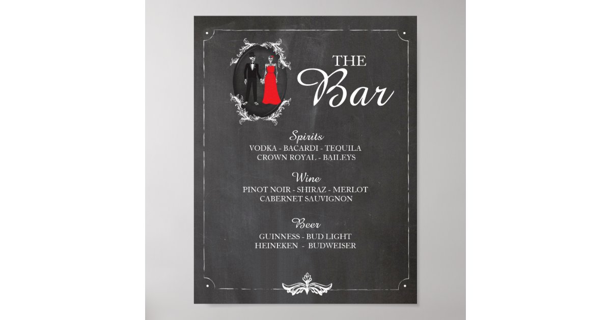 Bar Skeletons Halloween Sign Wedding Reception | Zazzle