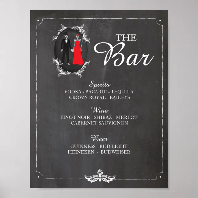 Bar Skeletons Halloween Sign Wedding Reception | Zazzle