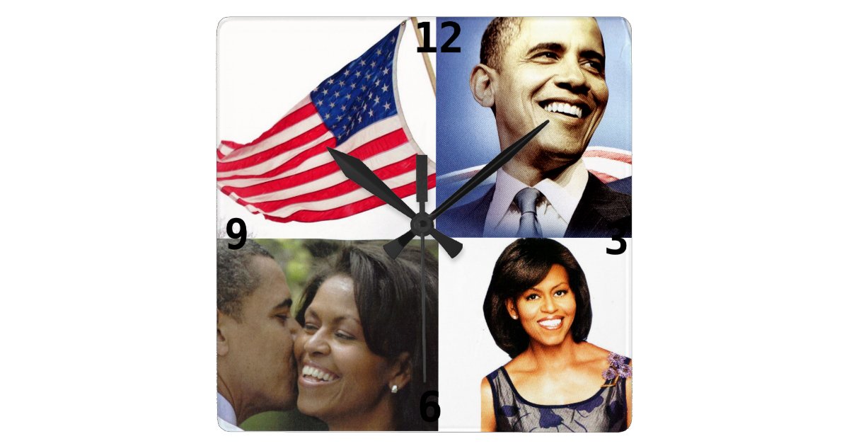 BARACK AND MICHELLE OBAMA clock | Zazzle