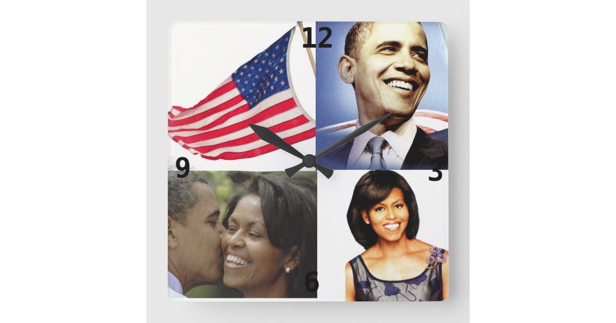 BARACK AND MICHELLE OBAMA clock | Zazzle