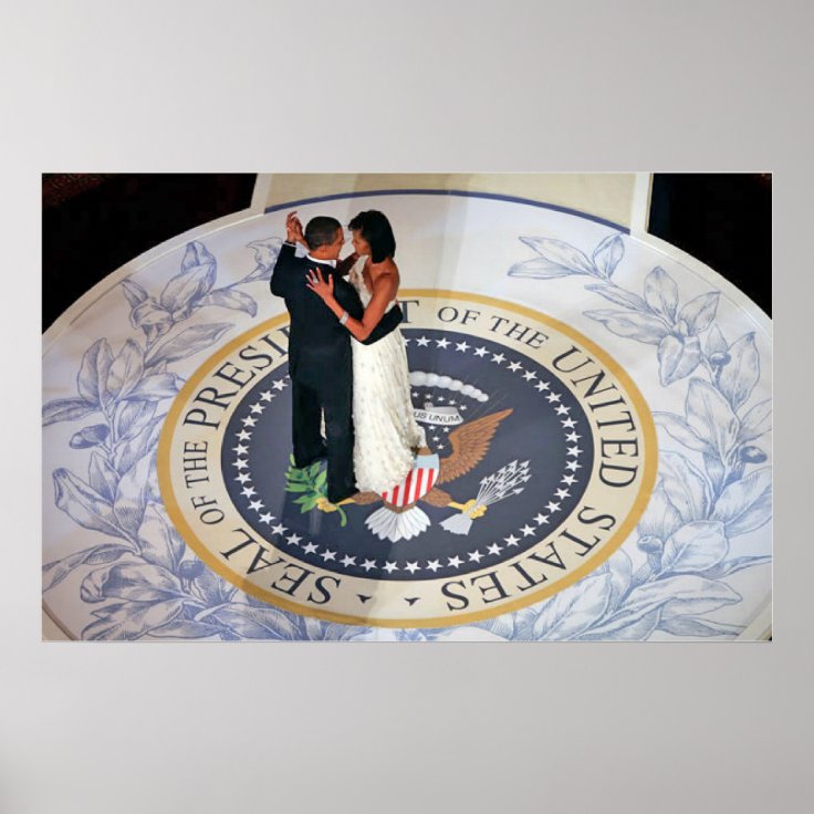 Barack and Michelle Obama dancing Inaugural Ball Poster | Zazzle