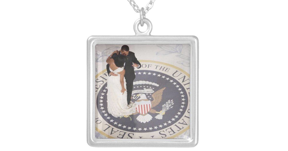 Barack and Michelle Obama Silver Plated Necklace | Zazzle