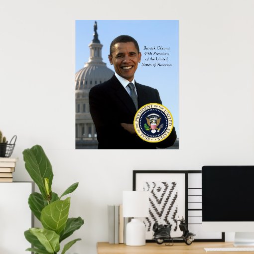 Barack Obama 44 Pres Portrait & Official Pres Seal Poster | Zazzle