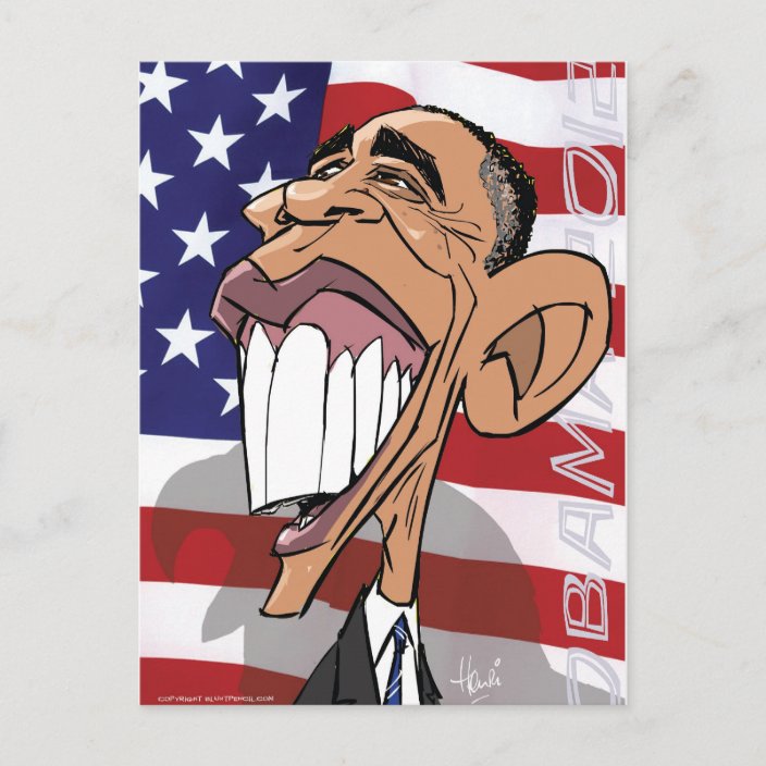 Barack Obama Cartoon Caricature Postcard | Zazzle.com