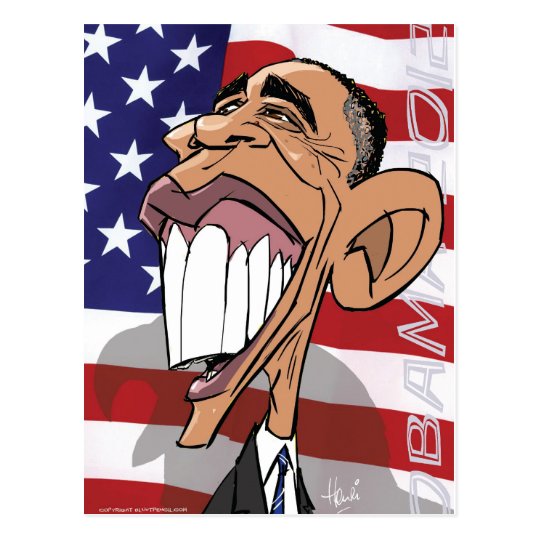 Barack Obama Cartoon Caricature Postcard | Zazzle.com