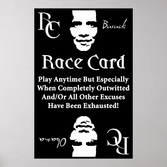 Barack Obama Race Card Poster | Zazzle