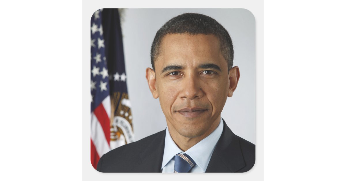 Barack Obama US President White House Portrait Square Sticker | Zazzle