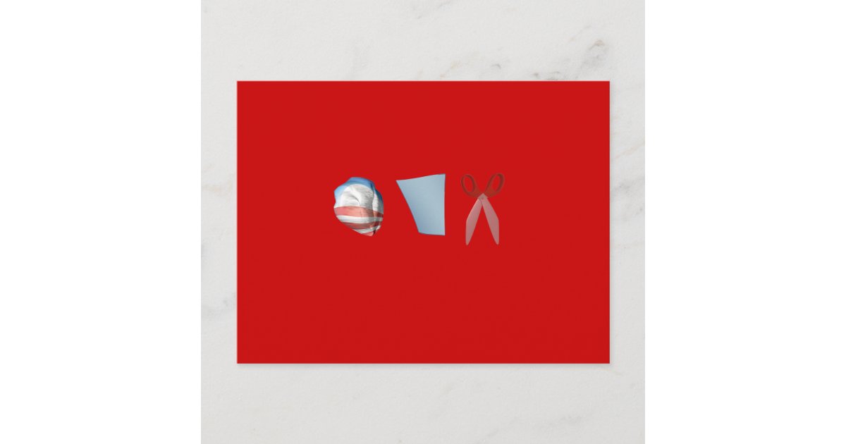 BARACK PAPER SCISSORS POSTCARD | Zazzle