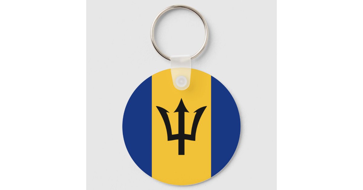 Barbados Flag Button Keychain | Zazzle