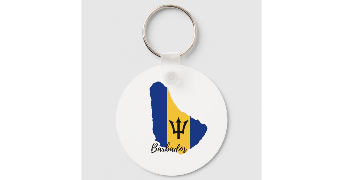 Barbados Flag Map Keychain | Zazzle