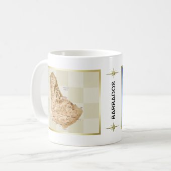 Barbados Flag + Map Mug | Zazzle