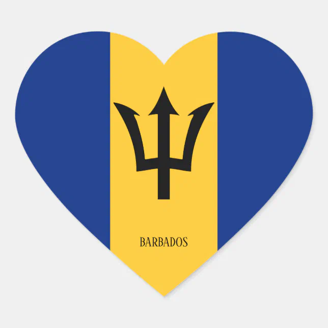 Barbados Flag Splendid Patriotic Heart Sticker | Zazzle