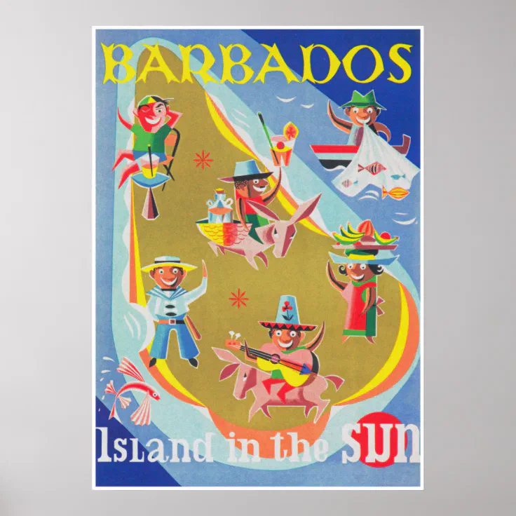 Barbados Retro Vintage Travel Poster | Zazzle