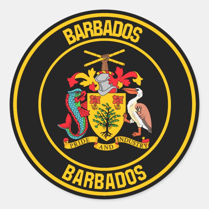 Barbados Round Emblem Classic Round Sticker | Zazzle.com