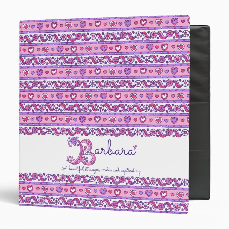 Barbara letter B hearts flowers name meaning Binder | Zazzle