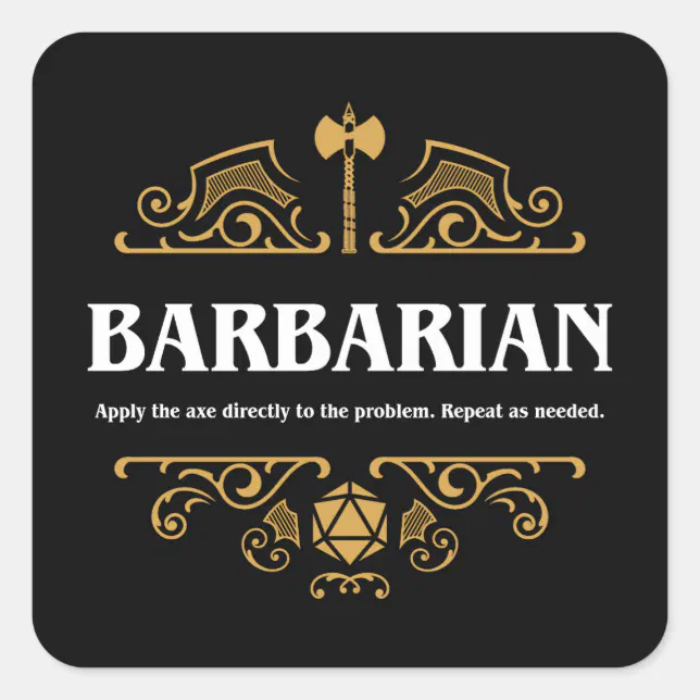 Barbarian Class Tabletop RPG Gaming Square Sticker | Zazzle