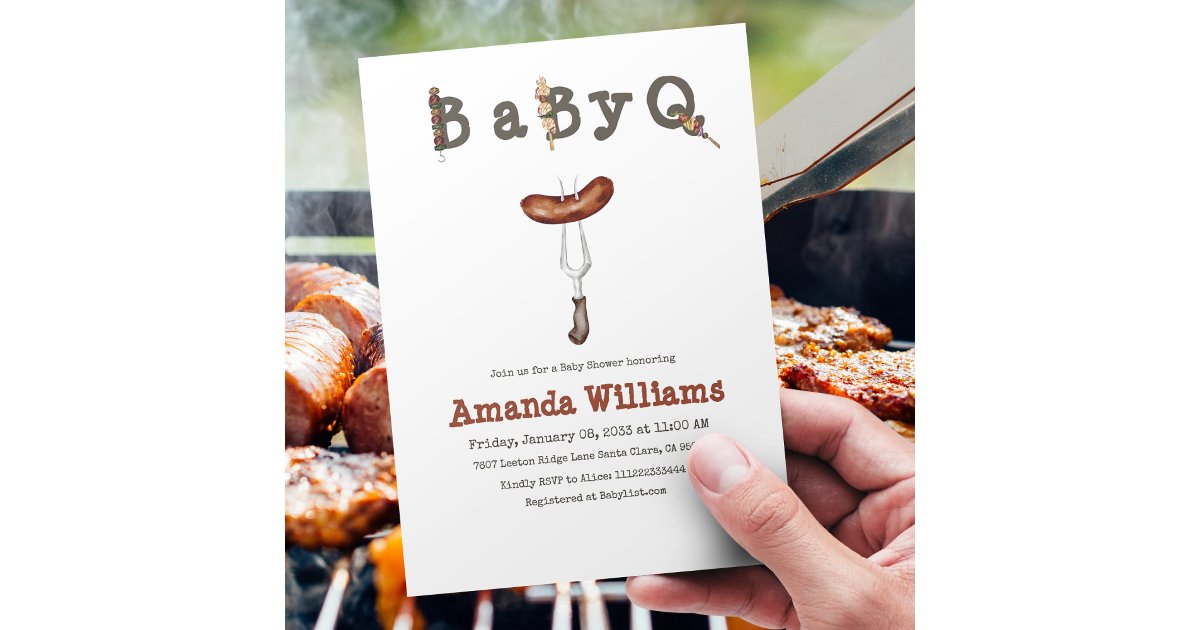 Barbecue Backyard Party Baby Shower BabyQ Invitation | Zazzle