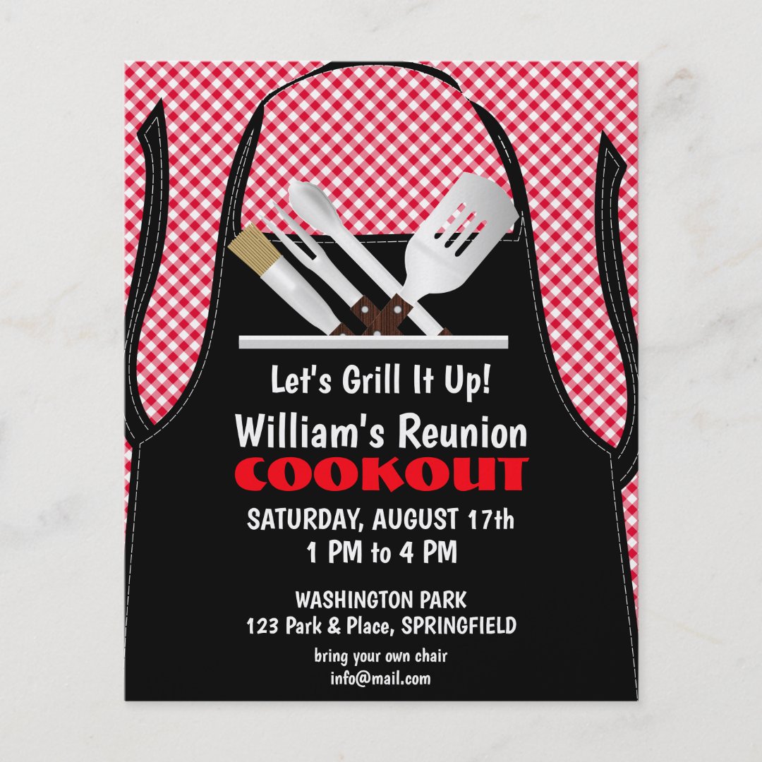 Barbecue Cookout Reunion Fast Food Gingham Flyer | Zazzle