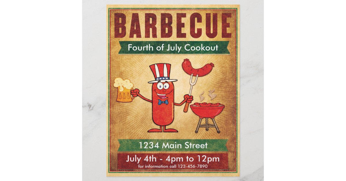 Barbecue Fourth of July Cookout Flyer | Zazzle