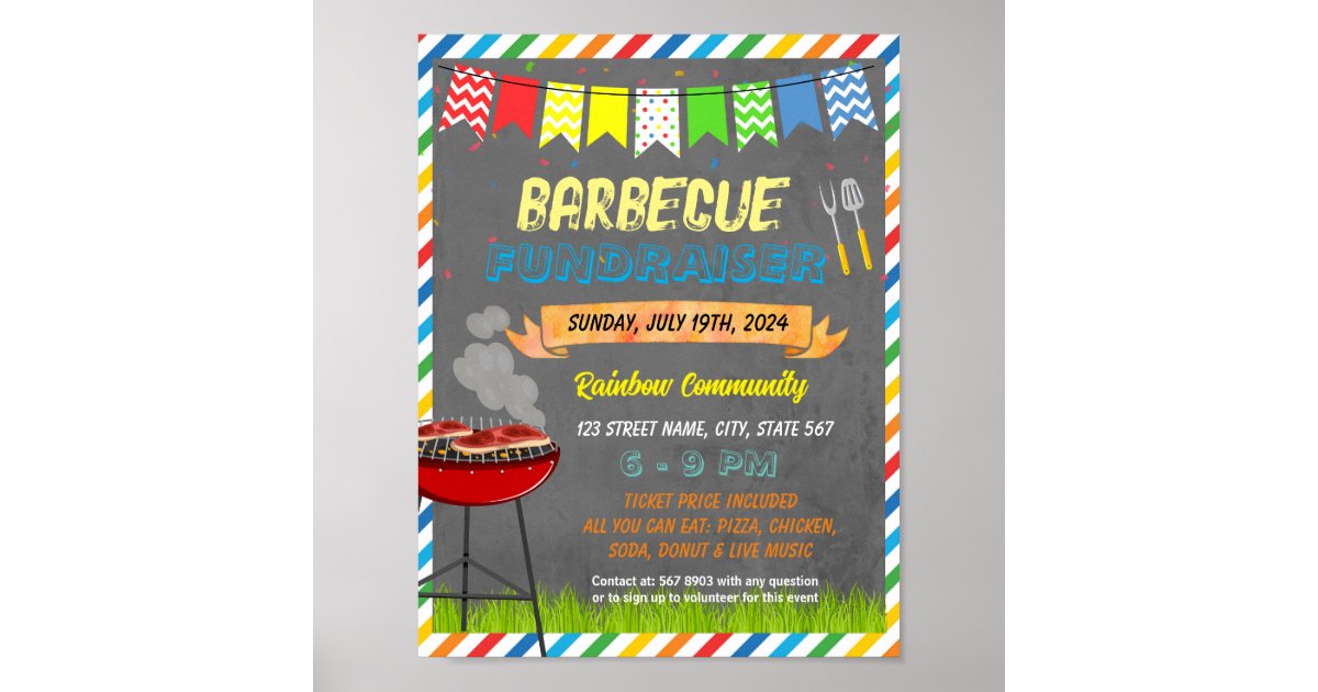 Barbecue Fundraiser Template Poster | Zazzle