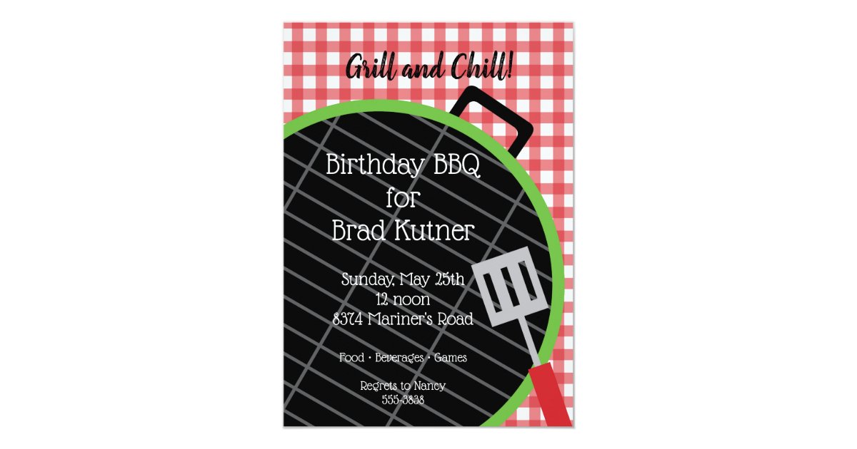 Barbecue Grill Cookout Party Invitation | Zazzle.com
