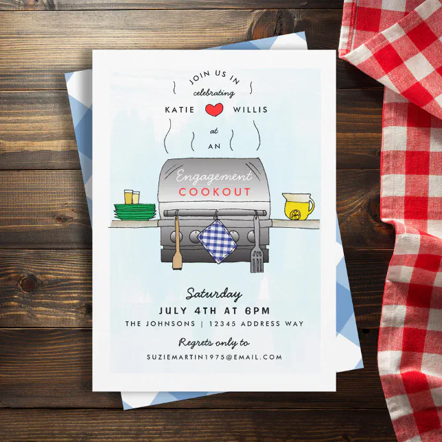 Barbecue Grill Engagement Party Invitation | Zazzle