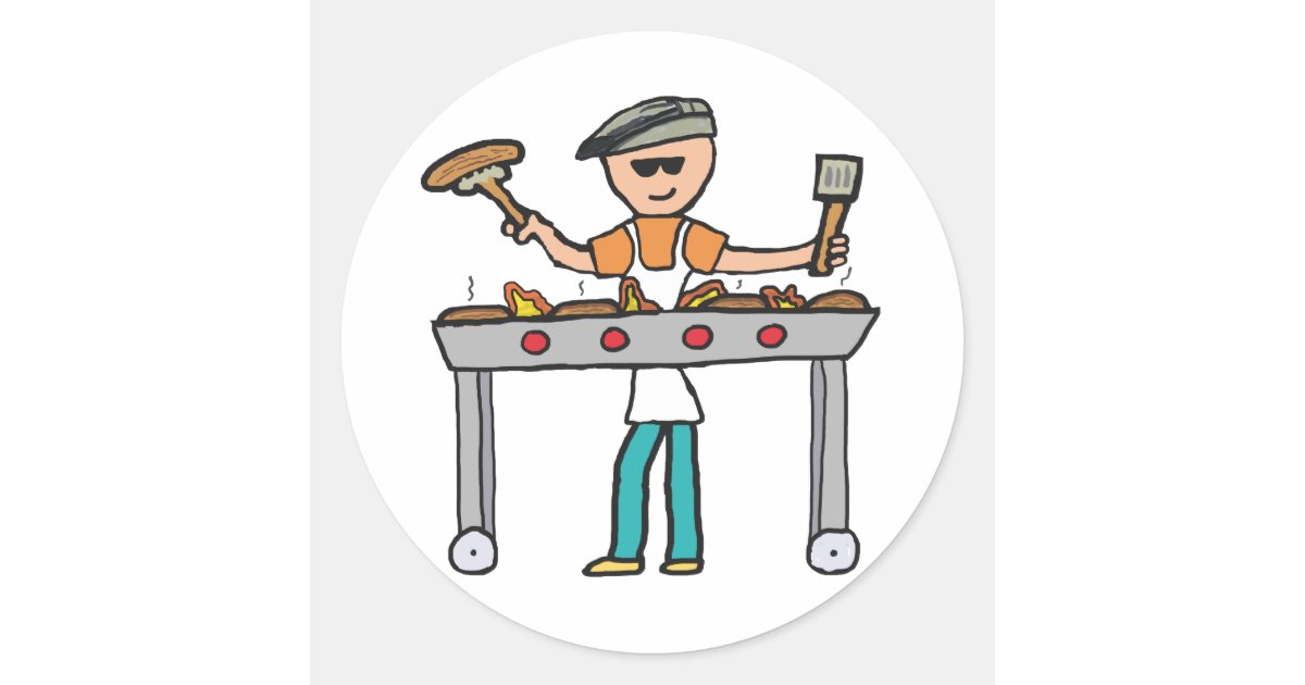 Barbecue Grillmaster BBQ Classic Round Sticker | Zazzle